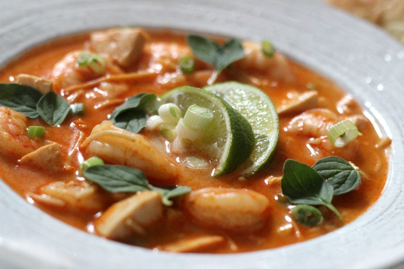 Laksa (Coconut Curry Soup with Shrimp and Chicken) - simply fresh dinners